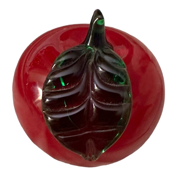 Office | Vintage Hand Blown Red Glass Apple Paperweight By Lori Ritz ...
